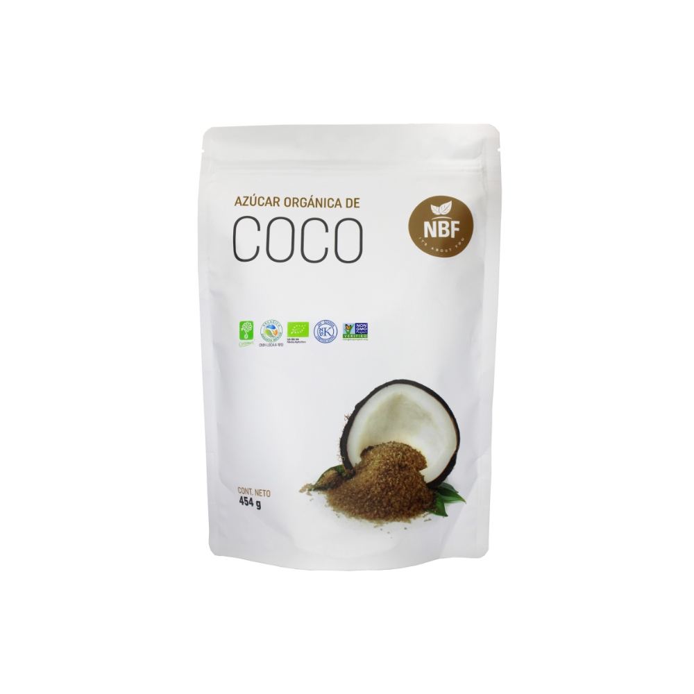 Azúcar de coco orgánico NBF 454 g – Más Natural Más Sano